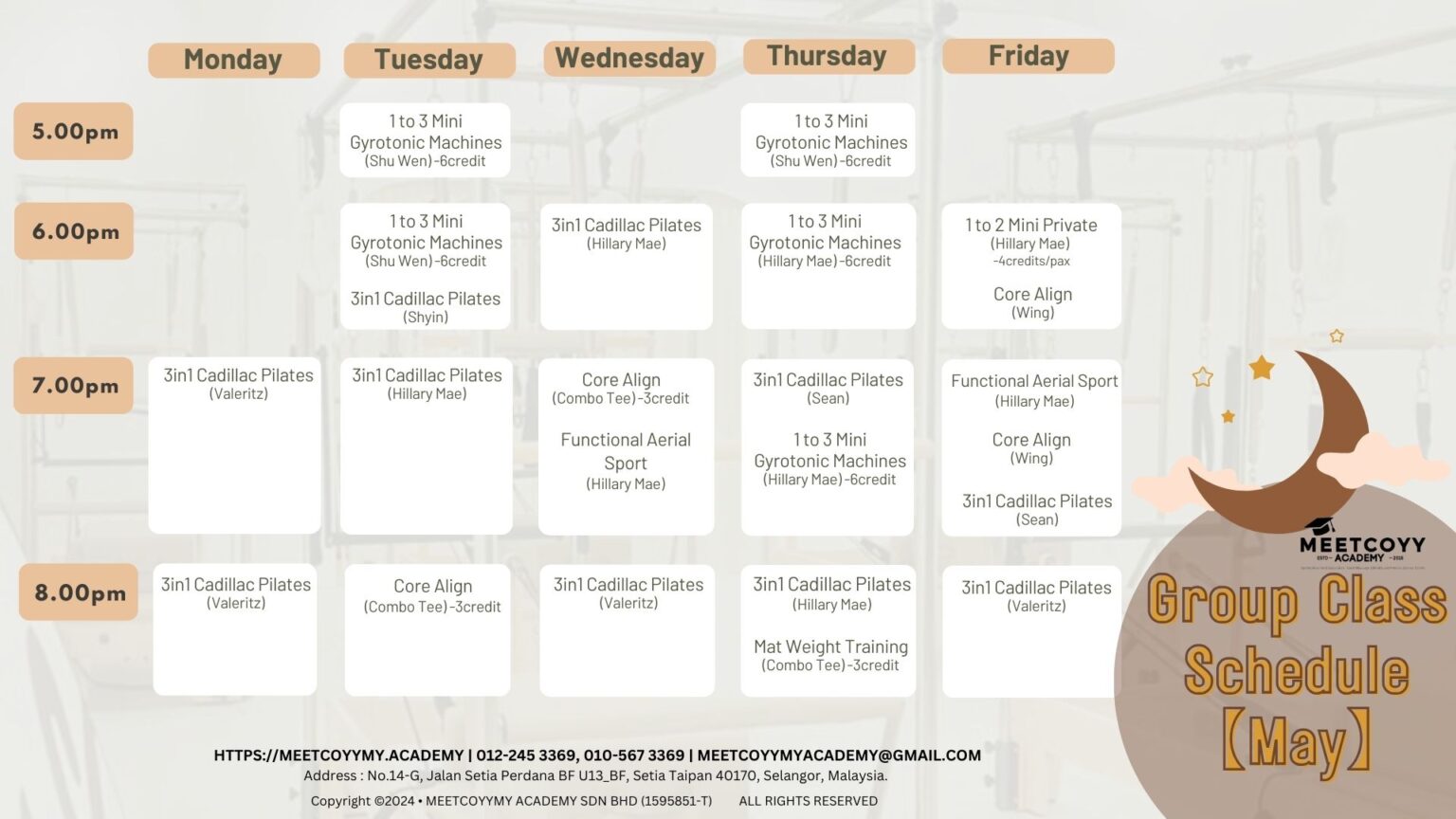 (S) Others Classes Group Class Schedule - Meetcoyymy Academy Sdn Bhd